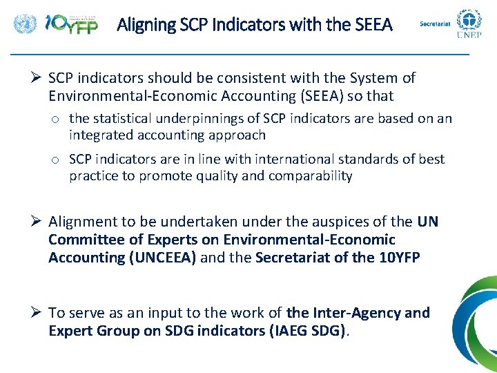 Sustainable Consumption and Production SCP indicators for the