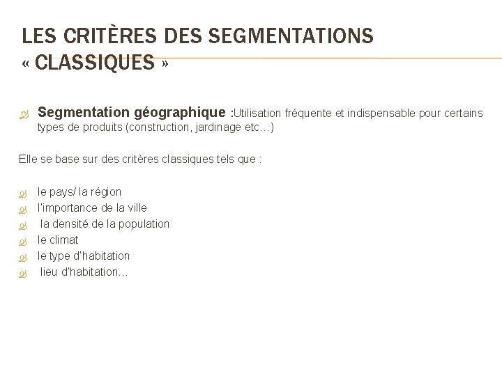 LES NOUVELLES FORMES DE SEGMENTATIONS M 1 MV