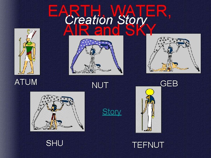Egyptian Deities EARTH WATER Creation Story AIR and