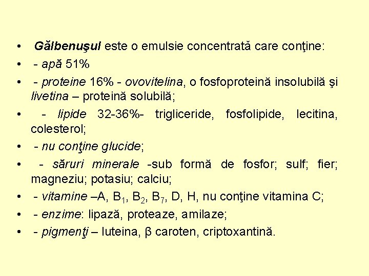 CONTROLUL OUALOR CURS 13 Oul aliment de baz