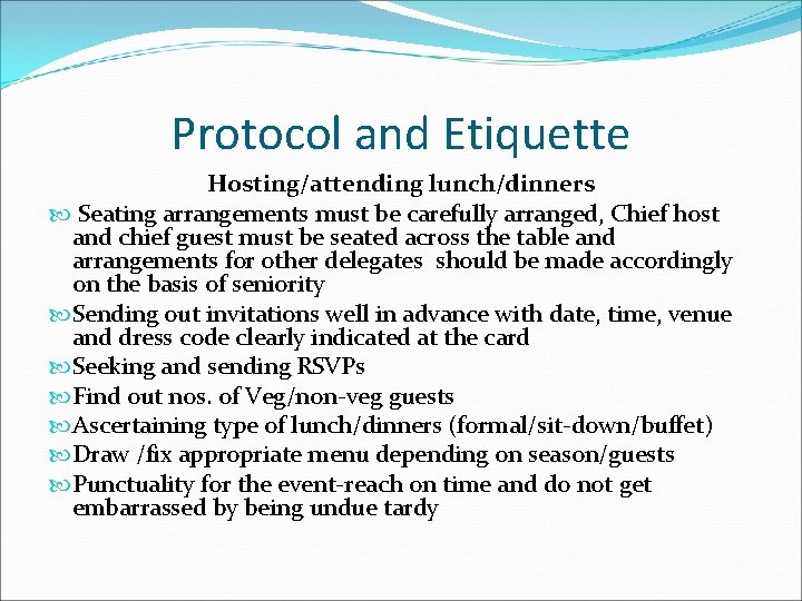 Diplomatic Atiquette Third session Protocol and Etiquette Presented