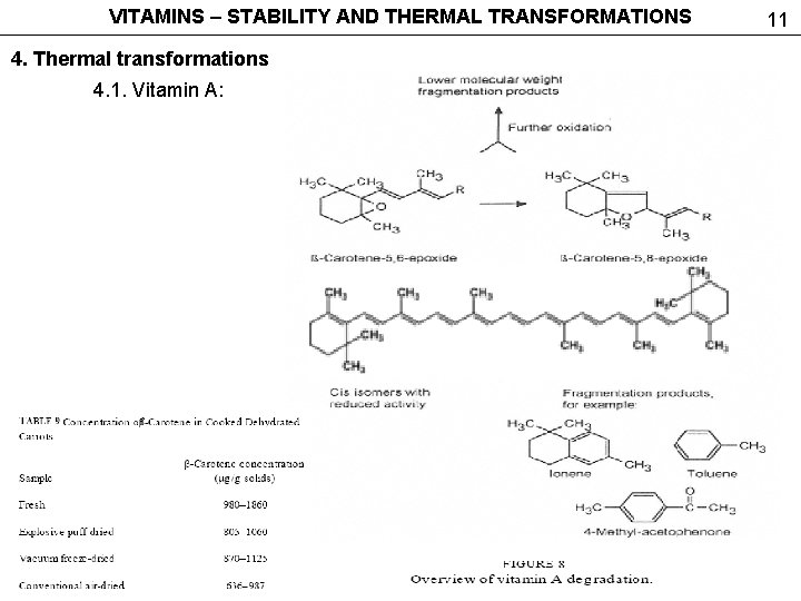 VITAMINS STABILITY AND THERMAL TRANSFORMATIONS OBJECTIVES 1 Stability