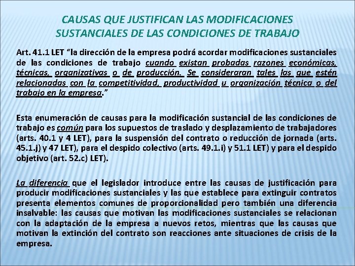 MODIFICACIN SUSTANCIAL DE LAS CONDICIONES DE TRABAJO Y