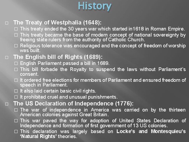 EVOLUTION OF HUMAN RIGHTS International History The code