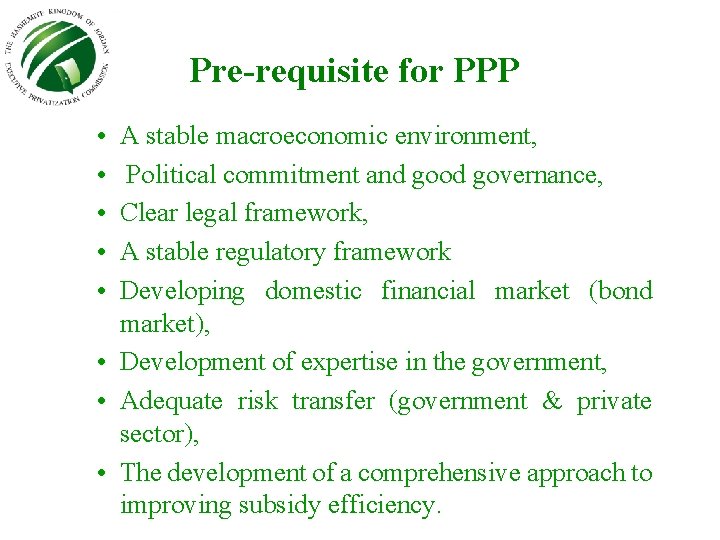 Public Private Partnership in Jordan Executive Privatization Commission