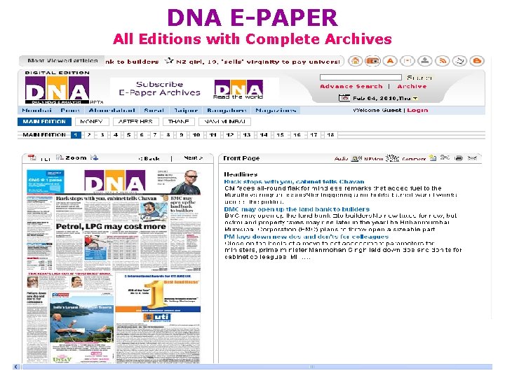 OUTLINE OF PRESENTATION DNA Daily News Analysis RNA