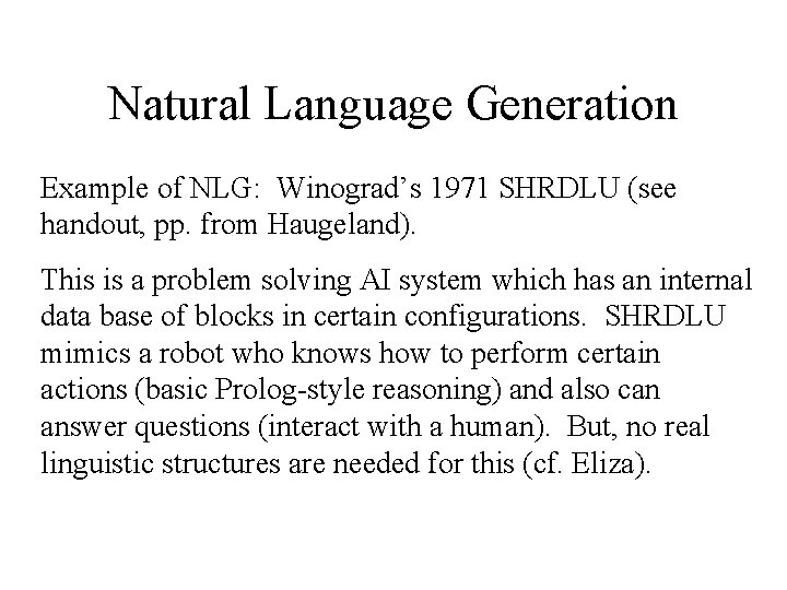 Generation Miriam Butt January 2004 The Two Sides