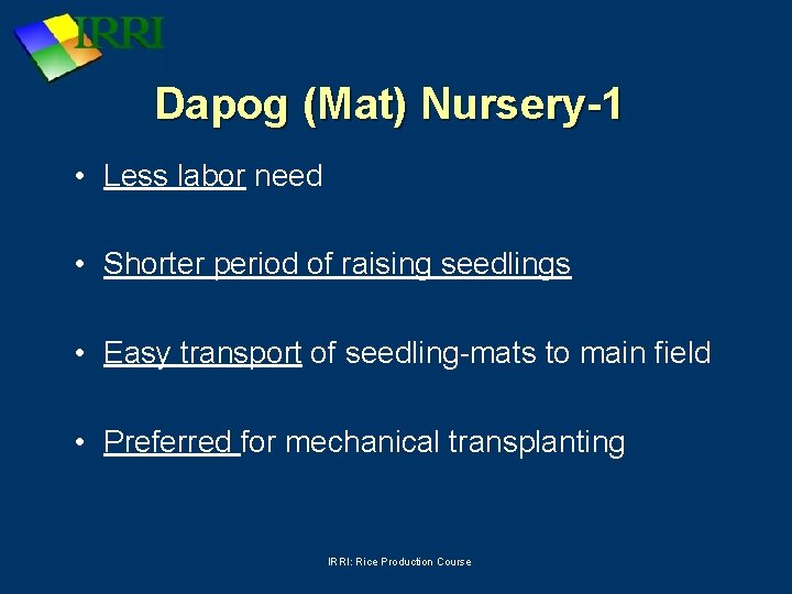 Rice Nursery and Early Crop Management V Balasubramanian