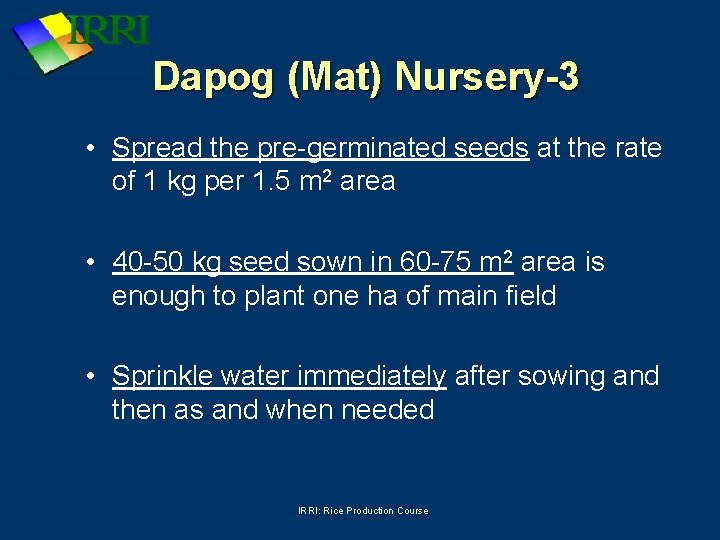 Rice Nursery and Early Crop Management V Balasubramanian