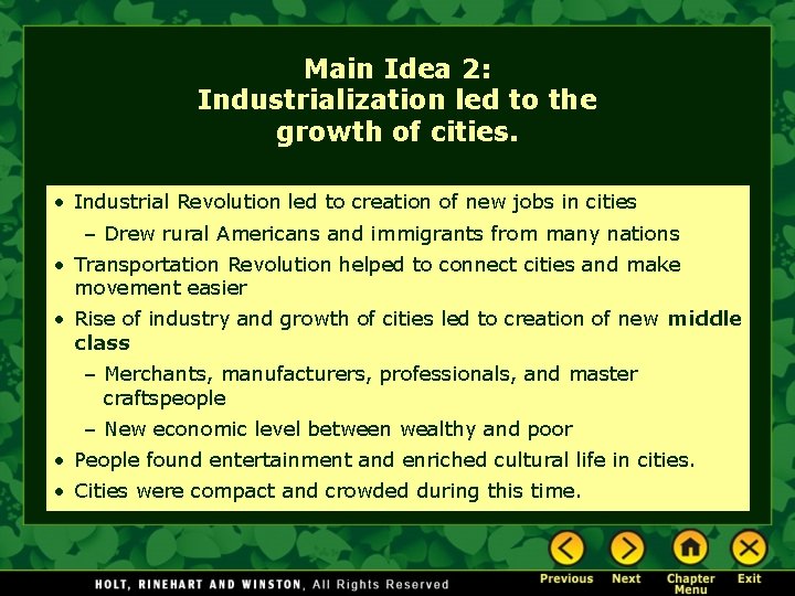 Chapter 13 New Movements in America Section Notes
