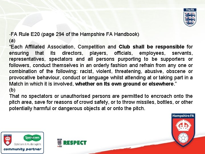 HAMPSHIRE FOOTBALL ASSOCIATION GENERIC EDUCATION PRESENTATION SEASON 2019