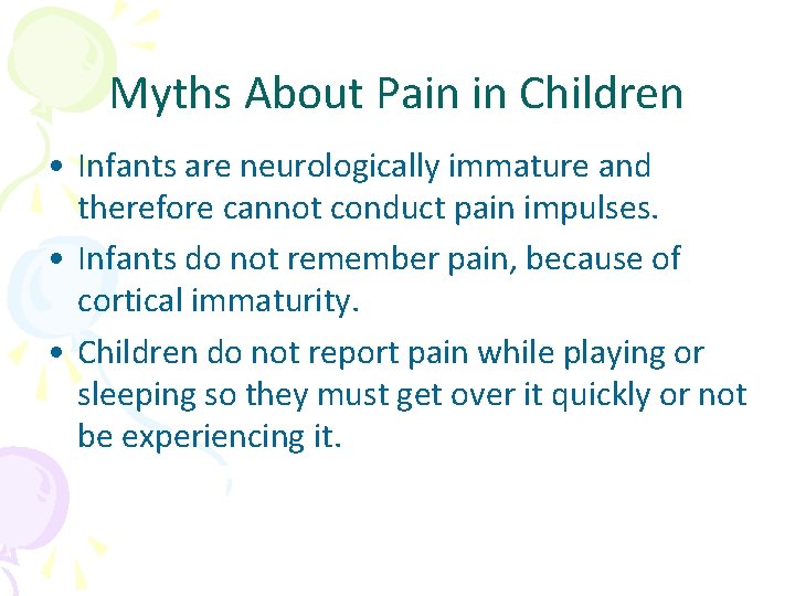 Pain Management in Infants and Children Lynette Thacker