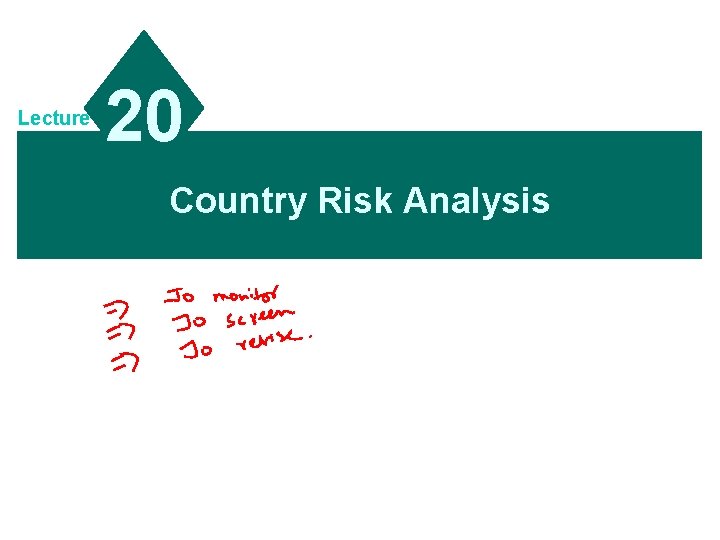 Lecture 20 Country Risk Analysis Measuring Country Risk