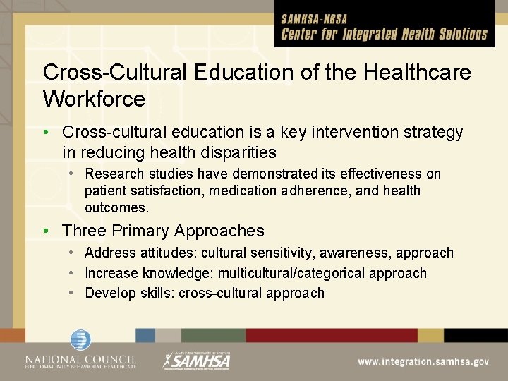 CrossCultural Issues in Integrated Care Module 8 James