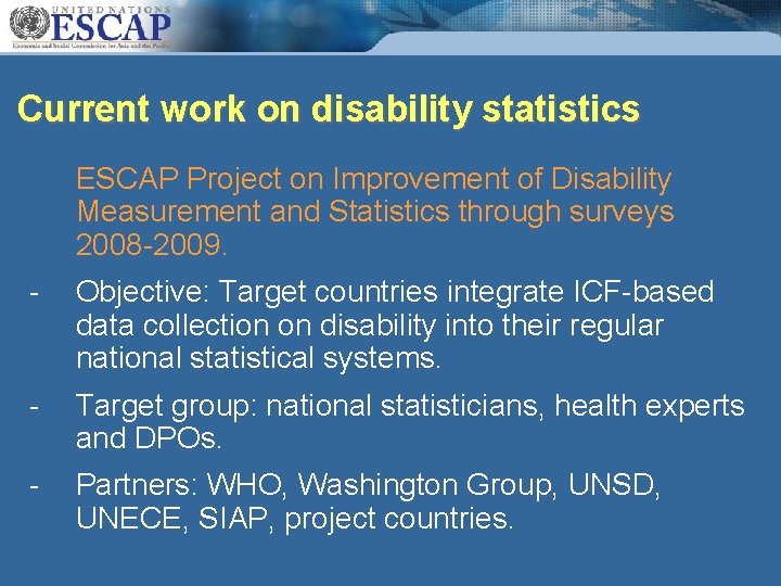 ESCAP work to improve disability measurement and statistics