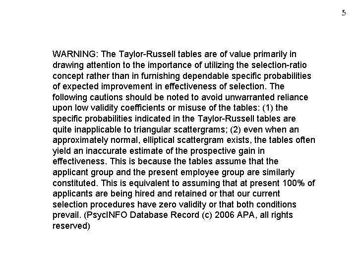 1 TaylorRussell Tables Incremental validity the provide an