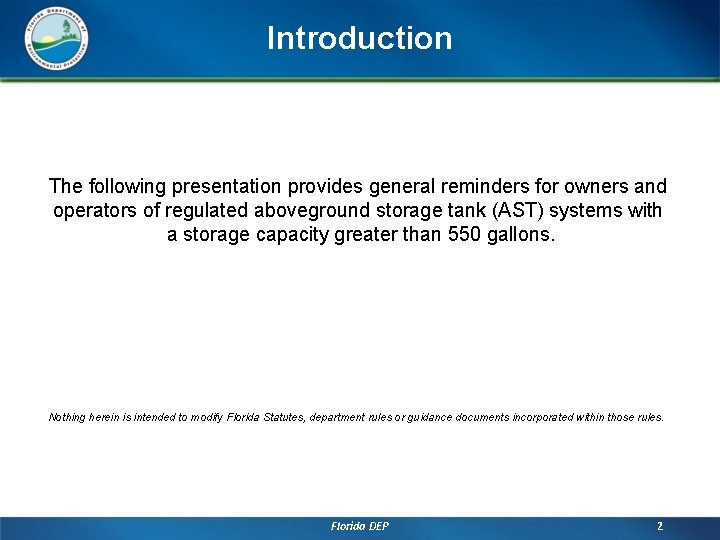 Reminders for OwnerOperators of Aboveground Storage Tank Systems