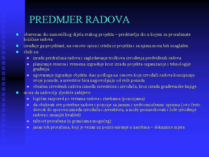 TROKOVI REIJE PREDMJER I PREDRAUN RADOVA Osnovna literatura