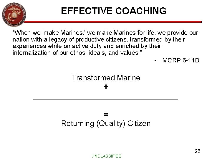 Marine Leader Development MLD Coaching and Counseling Lejeune