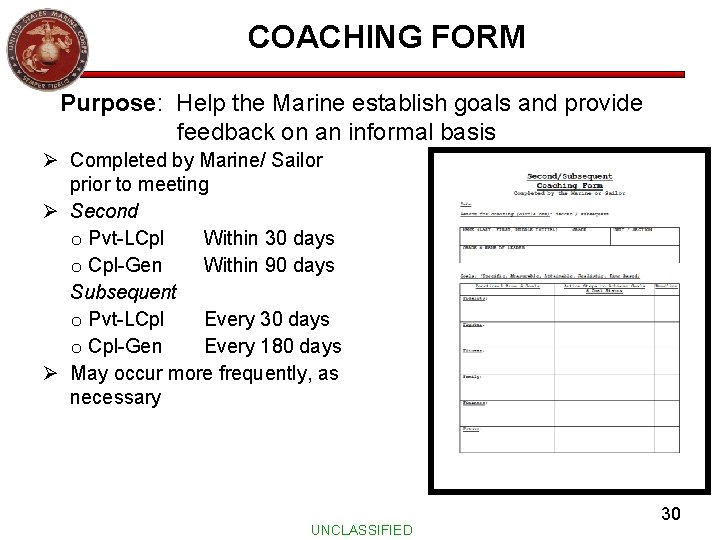 Marine Leader Development MLD Coaching and Counseling Lejeune