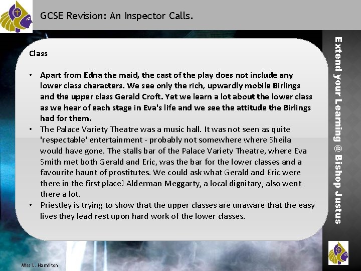 GCSE Revision An Inspector Calls Miss L Hamilton