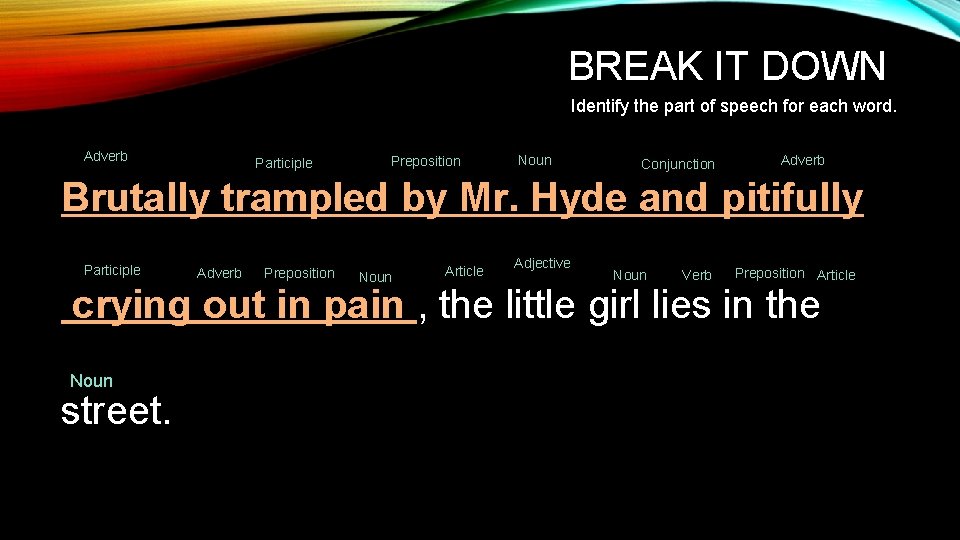PARTICIPLE PRACTICE A PARTICIPLE IS A VERBAL Verb