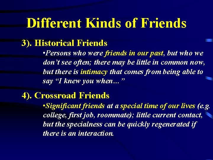 Personal Growth Different Kinds of Friends Different Kinds