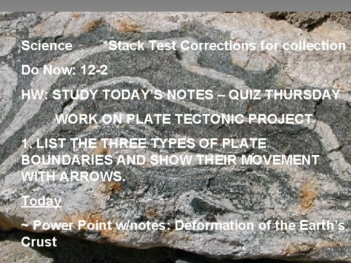 Science Stack Test Corrections for collection Do Now