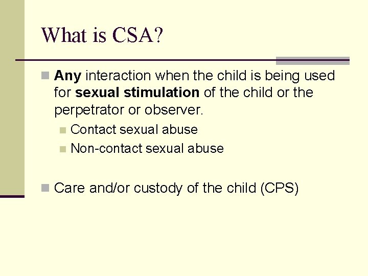 Child Sexual Abuse Prevention Identification and Action Agenda