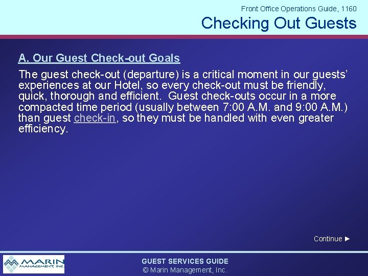 Front Office Operations Guide 1160 Checking Out Guests