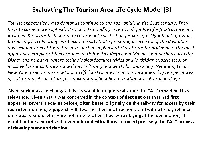 Intro to the Tourism Area Life Cycle Model