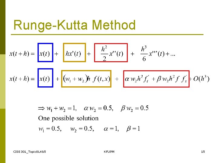 SE 301 Numerical Methods Topic 8 Ordinary Differential