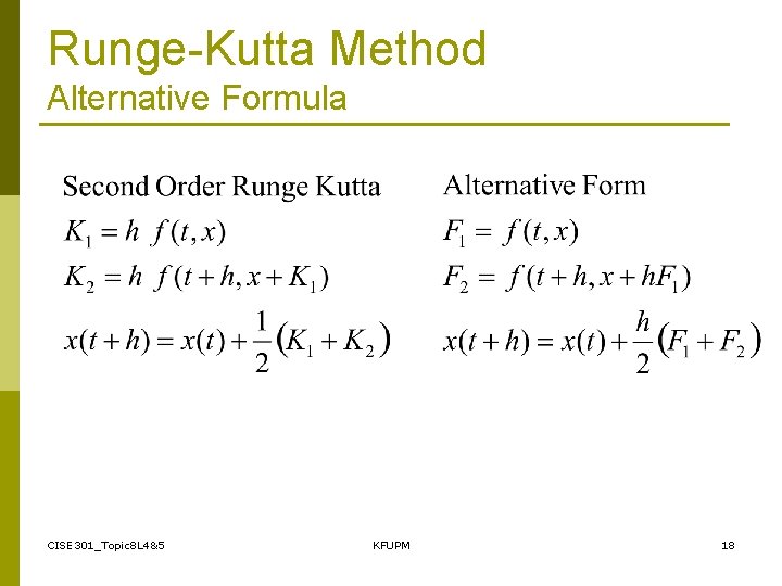 SE 301 Numerical Methods Topic 8 Ordinary Differential