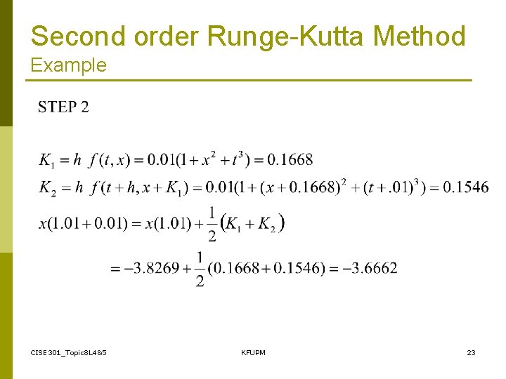SE 301 Numerical Methods Topic 8 Ordinary Differential