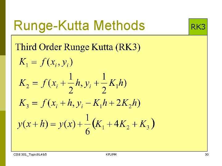 SE 301 Numerical Methods Topic 8 Ordinary Differential