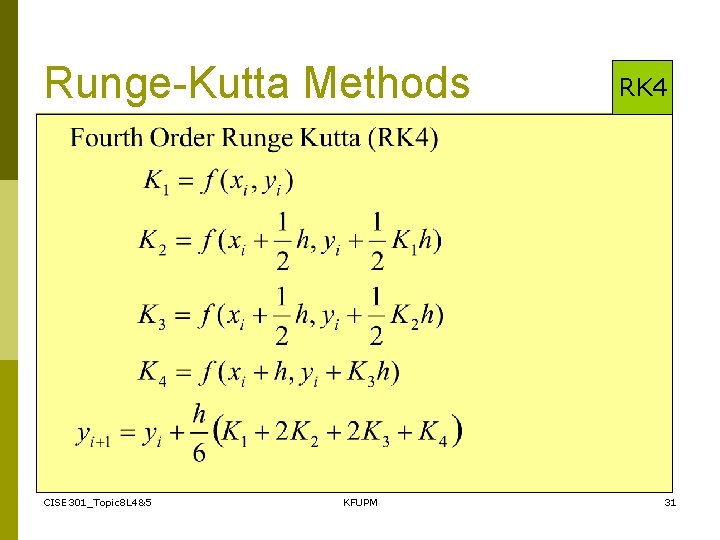 SE 301 Numerical Methods Topic 8 Ordinary Differential