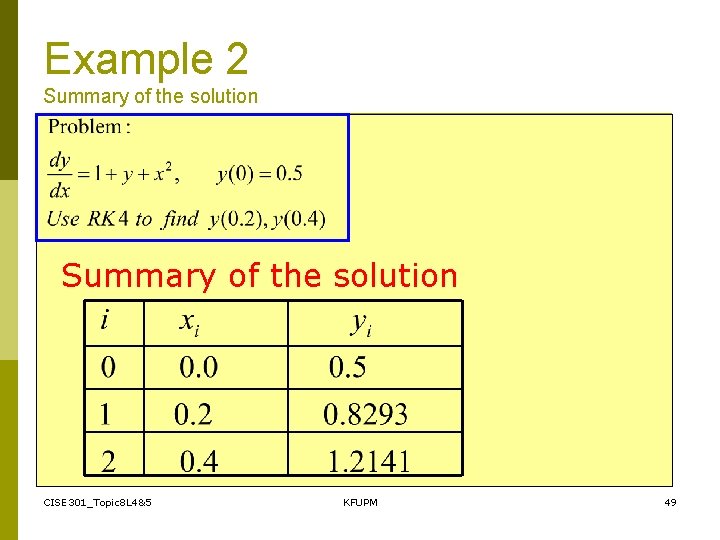 SE 301 Numerical Methods Topic 8 Ordinary Differential