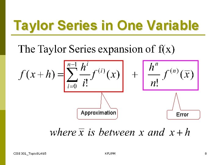 SE 301 Numerical Methods Topic 8 Ordinary Differential