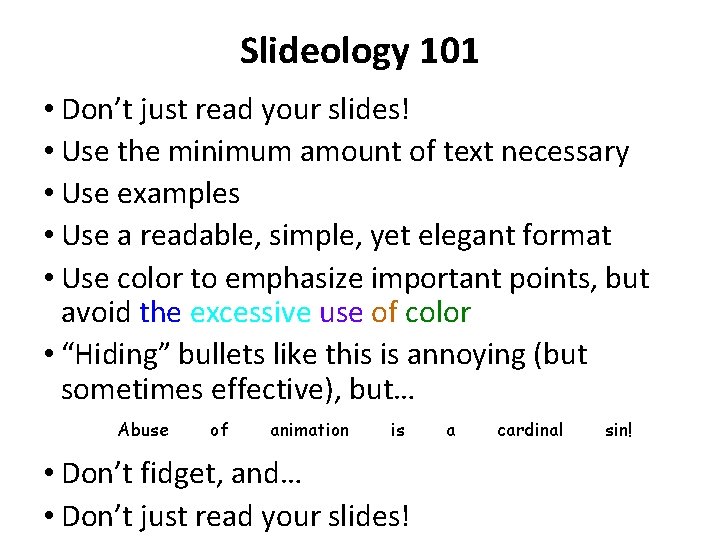 CMSC 601 Giving Effective Presentations Adapted from slides