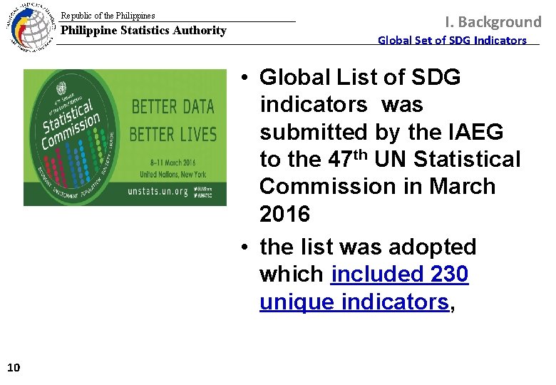 Republic of the Philippines Philippine Statistics Authority PSDP