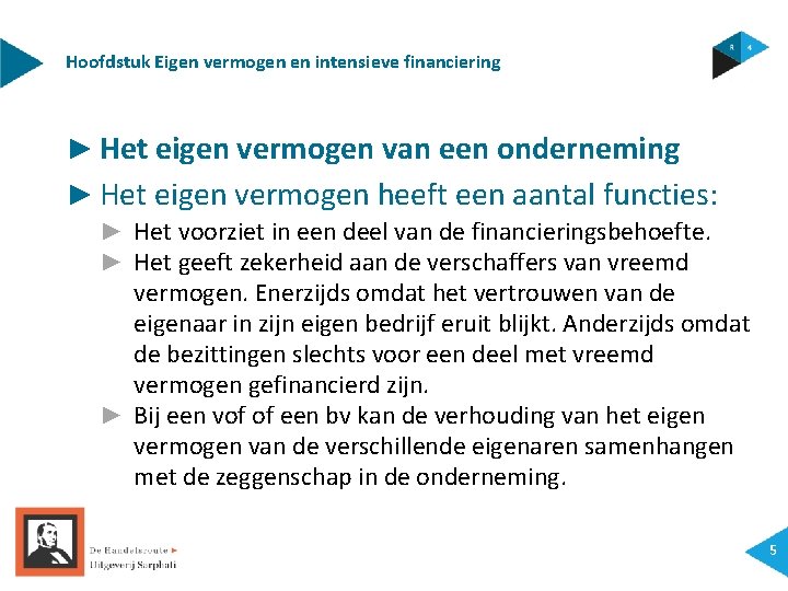 Financieel beleid 2 Hoofdstuk Eigen vermogen en intensieve