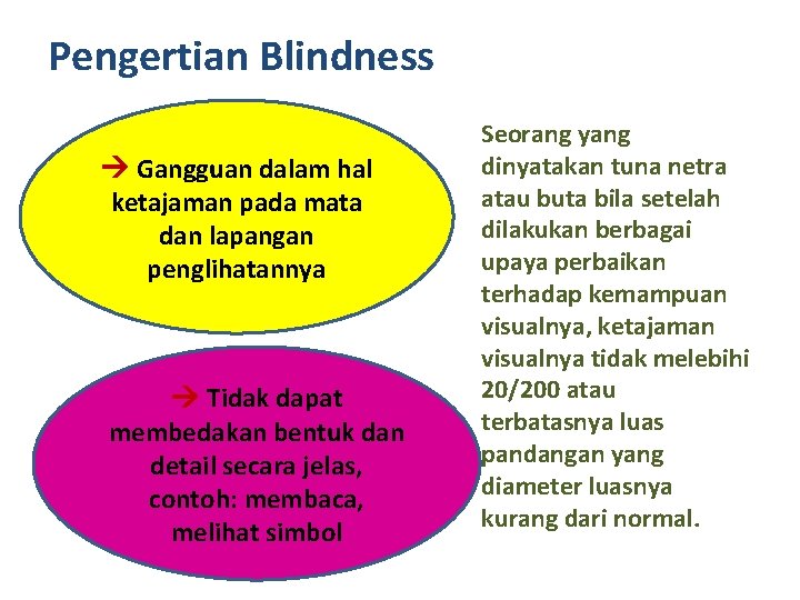 PSIKOLOGI ANAK KHUSUS Blindness Gangguan Penglihatan Pengertian Blindness