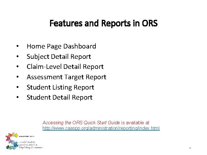 Test Results in the Online Reporting System ORS