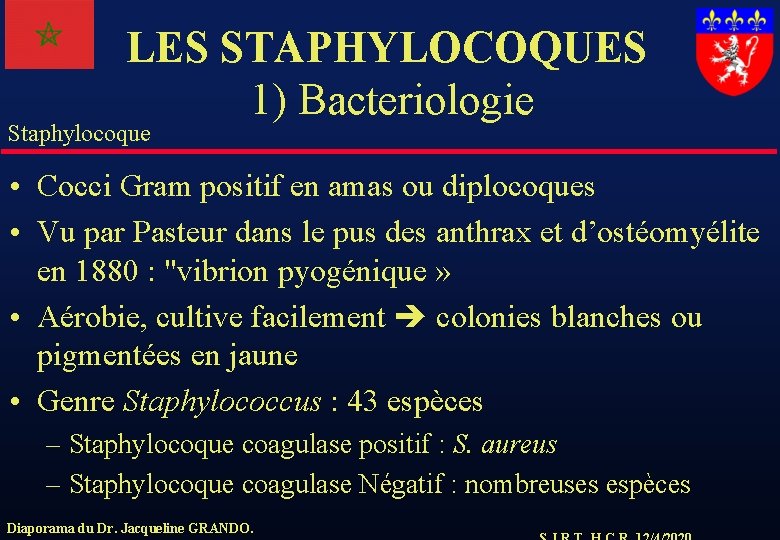 Staphylocoque Cours de Bactriologie Facult de Mdecine de