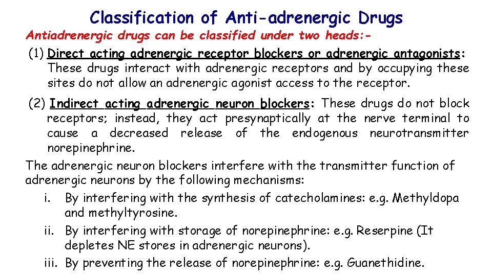 Antiadrenergic Drugs Sympatholytics Dr Nirbhay Kumar Asstt Professor