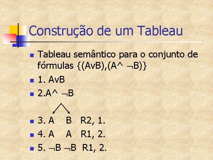 Lgica de Predicados Tableaux semnticos Sistema de Tableaux