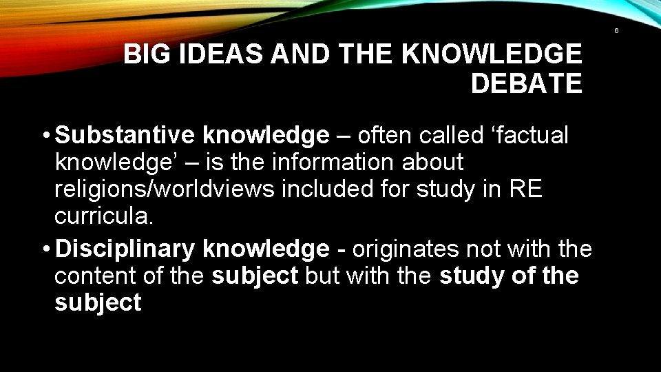 PUTTING BIG IDEA THEORY INTO PRACTICE Transforming RE