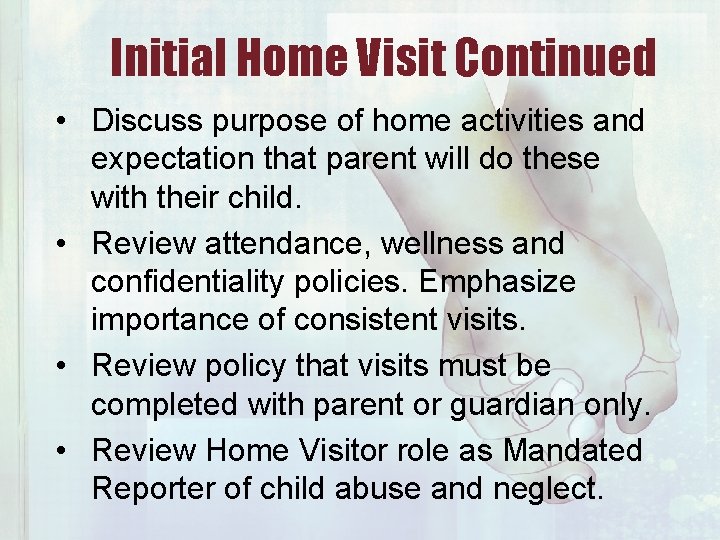 Parent Engagement Involving Parents in Home Visits Learning