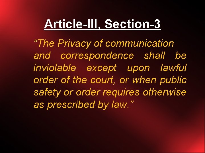 Bill of Rights 1987 Philippine Constitution ArticleIII Section3