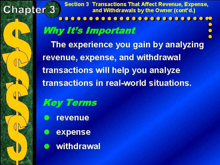Business Transactions and the Accounting Equation Chapter 3